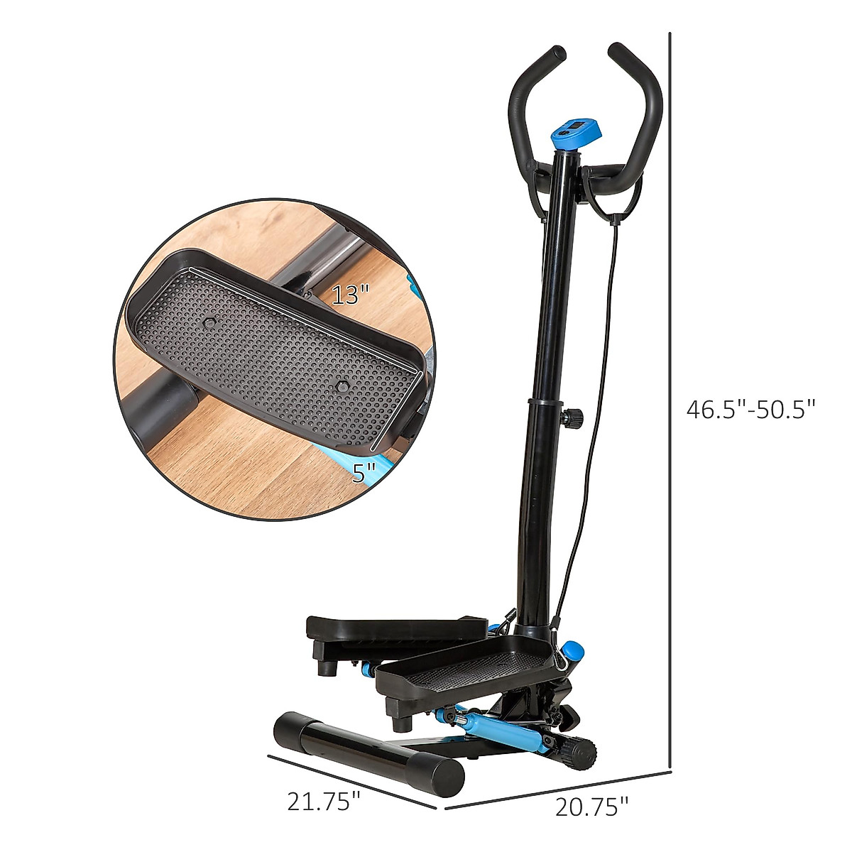 Soozier Twist Stepper Machine with Resistance Bands, Adjustable Workout Fitness Equipment with Handle Bar and LCD Display for Home Gym Exercise