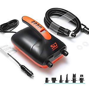 Swonder 20PSI High Pressure Digital Electric Air Pump for Stand Up Paddle Board | Kayak | Tent, SUP Inflator with Intelligent Dual Stage & Auto-Off, Two Colors (Black)