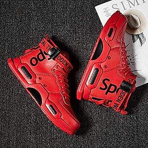 Ahico Mens Fashion Sneakers High Top Walking Shoes Sport Athletic Casual Shoe Vogue Stylish Men Red