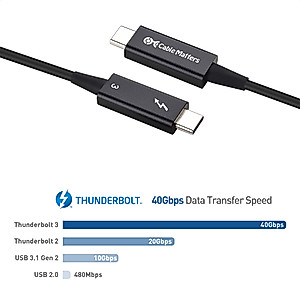 [Intel Certified] Cable Matters Active 40Gbps Fiber Optic Thunderbolt 3 Cable in 10 Meters / 32.8 Feet (Not Compatible with USB-C Ports Without The Thunderbolt Logo)