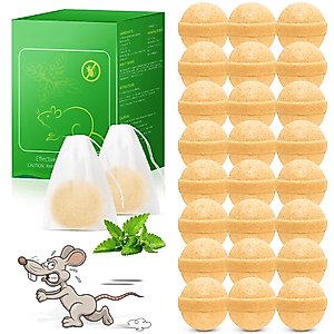 Natural Rodent Mouse Repellent Ball, 24 Pack Peppermint Oil for Mice Away, Rodent Mice Repellent Indoor Outdoor for Car Engines House Rv Garage - Squirrel Repellent Deterrent Safe for Pets & Human