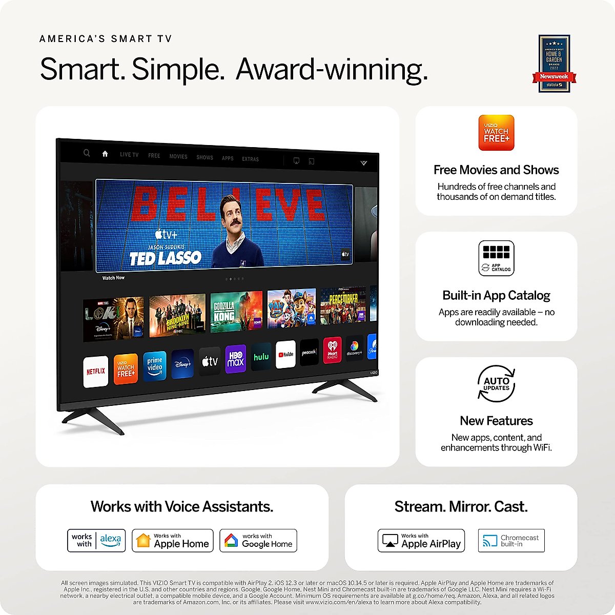 VIZIO 65-INCH Class V-Series - V655M-K04 - 4K Ultra HD - Smart TV WiFi 6E Tri-Band - Gaming - Dolby Vision HDR/HDR10+ - HDR/HDR10+ Bluetooth Capable - IQ Active Processor - Voice Remote (Renewed)
