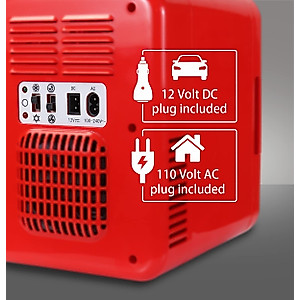 Coca-Cola Peace 1971 Series Portable 6 Can Thermoelectric Mini Fridge Cooler/Warmer, 4 L/4.2 Quarts Capacity, 12V DC/110V AC for home, dorm, car, beverages, skincare, cosmetics, medication