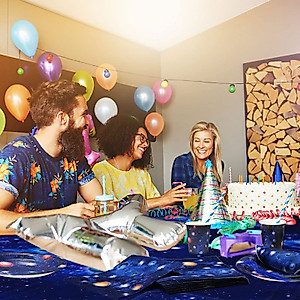 176 Pcs Space Party Decorations Supplies Galaxy Party Tableware Set, Space Themed Party Supplies Plates Napkins Cups Knives Straws Forks Spoons Sets Tablecloth for Boy Girl