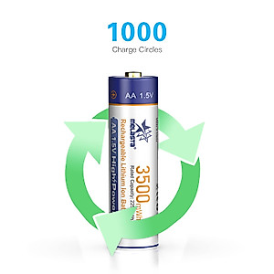 melasta 3500mWh Rechargeable Lithium AA Batteries 4 Pack, 1.5V Constant Voltage High Power Li-ion Battery