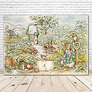 Colorwonder Photo Backdrop 7x5 Peter Rabbit Backdrop for Kids Birthday Party Cartoon Children Happy Easter Background Background for Party Wall Decor
