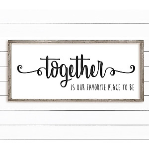 Add Some Rustic Southern Charm to Your Home with Farm Sign Together Art Wood Framed Wall Art - Multiple Sizes Available - Made in USA by Small Business 10" x 25"