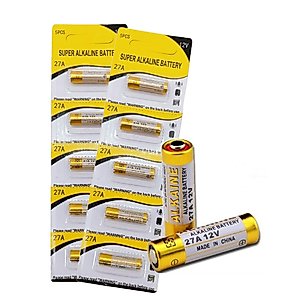 Cotchear 10Pcs 12V 27A Alkaline Battery 27A 12 Volt Batteries 27A 12V 21/23 E23A Alkaline Batteries