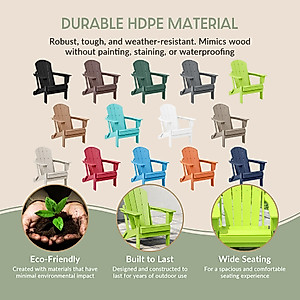 WestinTrends Malibu 2-Piece Set Outdoor Folding Poly Adirondack Chair, Lime