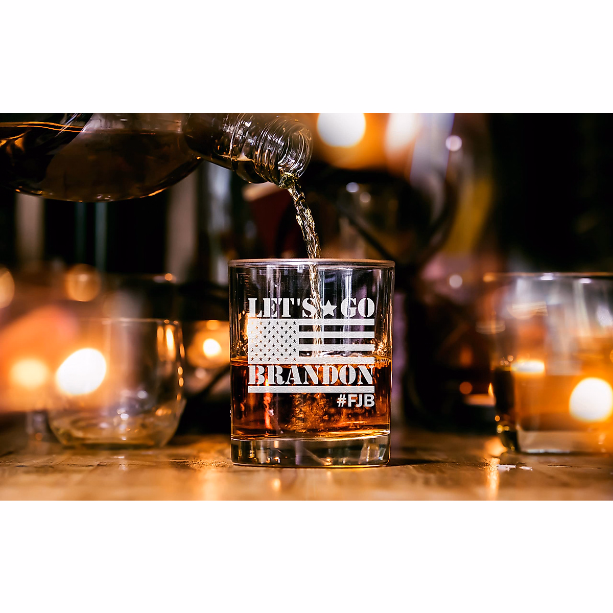 CARVELITA Let's Go Brandon 11oz Laser Engraved Christmas Whiskey Glass, FJB Old Fashion Rocks Glass, Gift For Republican or Conservative, Lets Go Brandon, Patriot Gifts