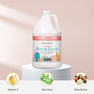 Ginger Lily Farms Botanicals Soothing Butter Lotion for Dry Skin, Champagne Mimosa, 100% Vegan & Cruelty-Free, Citrus Blend Scent, 1 Gallon (128 fl oz) Refill