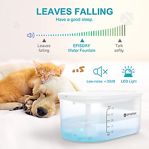 EFISDAY WF010 Cat Water Fountain, 101oz/3L Automatic Pet Water Fountain with Ultra Quiet Pump, BPA-Free, Transparent Water Dispenser for Dogs, Cats,Multiple Pets.