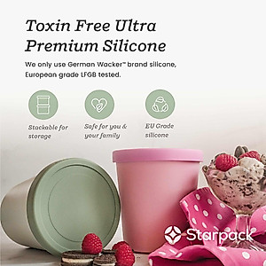 Starpack 'Freeze the Day' Ice Cream Storage Containers for Freezer (2 Pcs) - 1 Quart Ice Cream Containers for Homemade Ice Cream - Reusable Ice Cream Containers with Lids - Leak-Free Lids (Silicone)