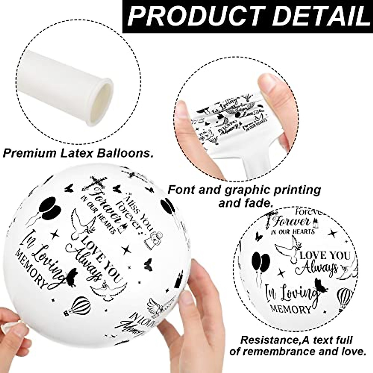 100 Pcs Memorial Balloons Funeral Remembrance Latex Balloons Celebration of Life Decorations White Heavenly Birthday Balloons to Release in Sky for Funeral Favors Condolence Bereavement Grave