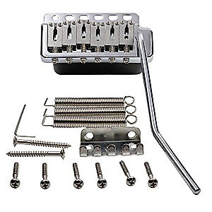 Wilkinson WVP6-SB 54mm 5+1 Hole SUS Stainless Steel Saddles Guitar Tremolo Bridge with Full Solid Steel Block for Import Strat and Japan Strat, Chrome