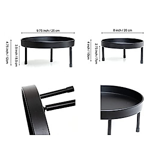 Defined Deco Black Metal Pedestal Stand,Set of 2 Stackable Cake Stand,Food Display Riser,Cupcake Stands Display,Dessert Display Plate Serving Tray for Baby Shower Wedding Birthday Party.