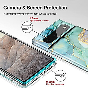 luolnh Pixel 6 Marble Glitter Case - Soft Silicone TPU Bumper Cover, Cute Design, Abstract Mint (2021)