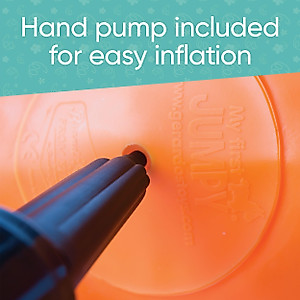 Hearthsong Bouncy Inflatable Animal Jump-Along, 28”L x 13.5”W x 17.5”H, Hand Pump Included, 150 lbs., Ages 12 Months and Up, Fox