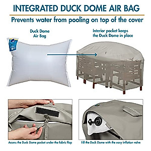 Duck Covers Weekend Water-Resistant Outdoor Rectangular Table & Chair Cover with Integrated Duck Dome, 107 x 82 x 32 Inch, Moon Rock, Patio Covers for Outdoor Furniture