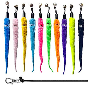 Vovamo Worm Teaser Refills for Cat Wand 10PCS Squiggly Worms Replacements and 1PC Replacement String for Cat Fishing Kittens Wand Refills Attachments for Kitten Training Exerciser Accessories
