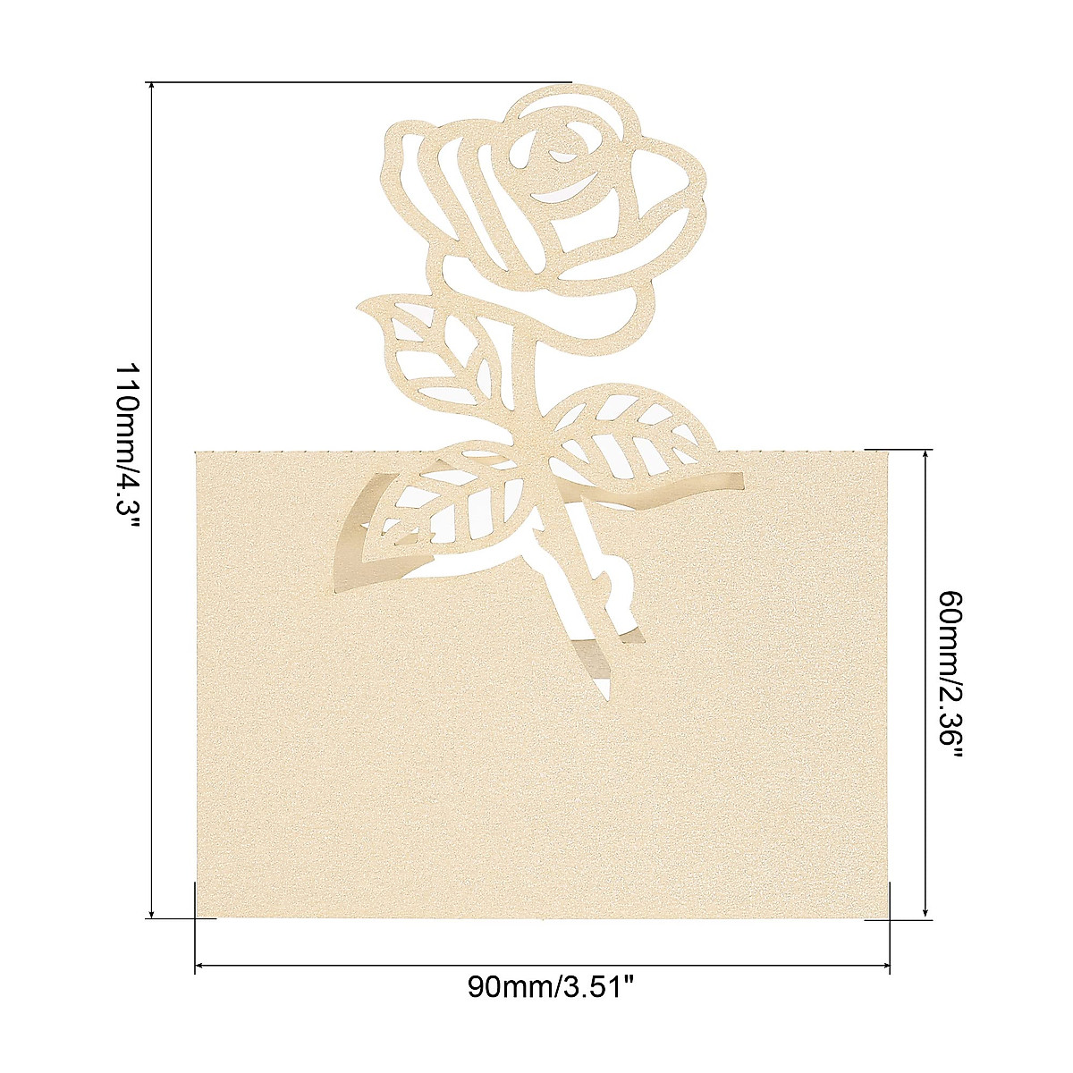 PATIKIL Table Name Place Cards, 50Pcs Favor Decor Rose Cut Design Blank Card for Wedding Party Seating Place Cards, Beige