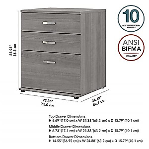 Bush Business Furniture Universal Floor Storage Cabinet with Drawers, Platinum Gray