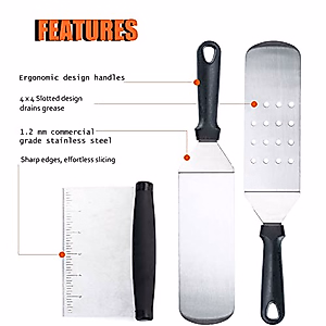 Griddle Accessories, Flat Top Grill Accessories kit for Camp Chef, Professional BBQ Accessories with Spatula, Carry Bag, Scraper for Outdoor BBQ Teppanyaki Grill Tools