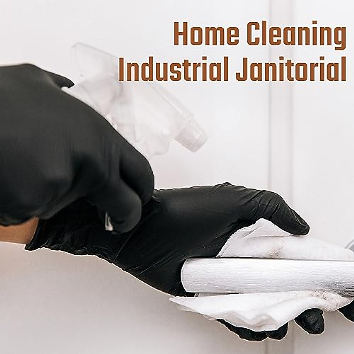 IRON MAMMOTH Nitrile Gloves Disposable Large Black Cleaning Gloves for Household 200-Count