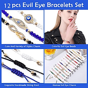 BONITTER 24/12 PCS Evil Eye Bracelets Pack For Women Mexican Braclets Set Protection Amulet Anklets Jewelry Gift