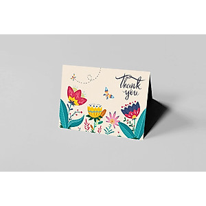 Lord & Lane - Thank You Cards with Envelopes - 42 Pack - Cute Floral Design Thank You Notes for Baby Showers, Wedding Showers, Birthdays, Graduation, and Any Occasion (4 x 6 In)