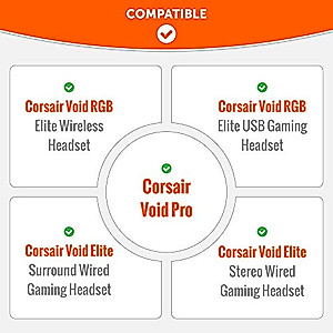 WC Upgraded Replacement Earpads for Corsair Void & Corsair Void Pro Wired & Wireless Gaming Headsets Made by Wicked Cushions | Improved Durability, Thickness, and Sound Isolation | (Black)
