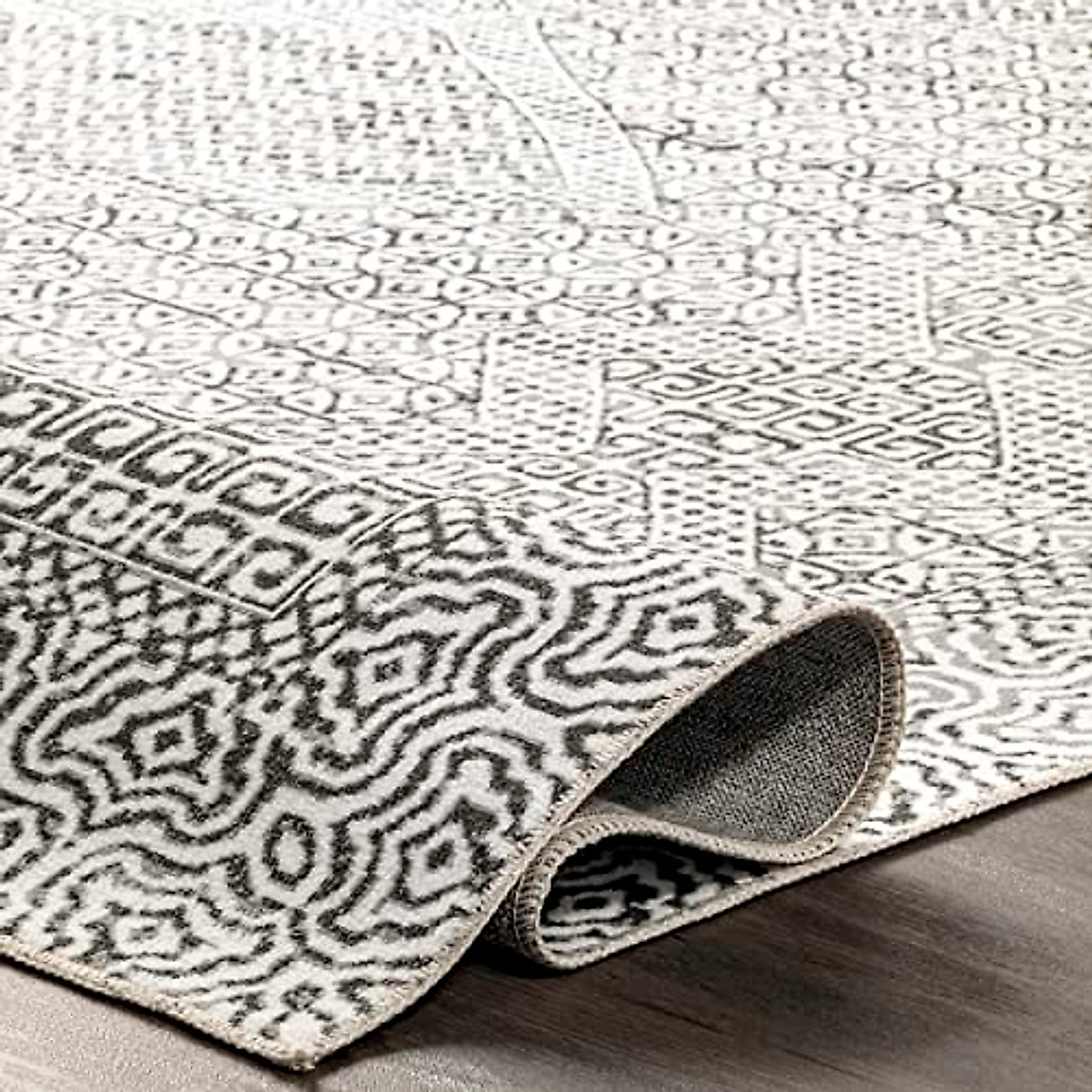 nuLOOM Abstract Tribal Machine Washable Area Rug, 5x8, Grey