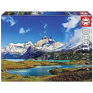 Educa - Torres Del Paine, Patagonia - 1000 Piece Jigsaw Puzzle - Puzzle Glue Included - Completed Image Measures 26.8" x 18.9" - Ages 14+ (19259)