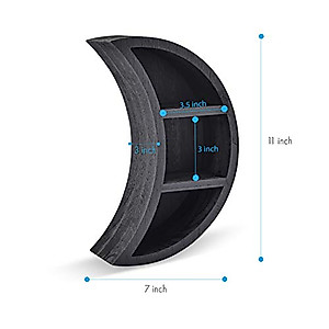 Serch-Merch Reversible Crescent Moon Shelf - Wooden Crystal Shelf Moon Wall Decor - Moon Room Decor Wooden Essential Oil Shelf - Black Moon Decor - 11 Inches Tall by 7 Inches Wide