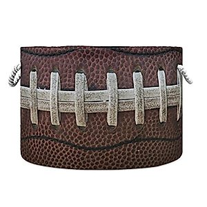 American Football Laces Toy Storage Basket for Nursery Playroom Kids Dog Toys Large Collapsible Fabric Organizer Bin for Living Room Home Office Apartment Laundry Room