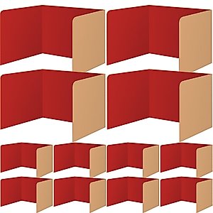 12 Pcs Privacy Folders for Students Red Desk Dividers Classroom Test Dividers Desks Privacy Panel Partitions Trifold Desk Dividers for School