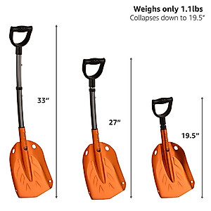 Crescent Moon Compact Collapsible Shovel: Lightweight Portable Shovel for Camping, Emergencies, Cars, Backcountry Adventures, ATVs & Snowmobiles – Essential Small Emergency Avalanche Shovel
