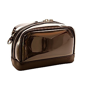 Dominie Clear Handbag Small Black Leather Clutch with Removable/Interchangeable Liner