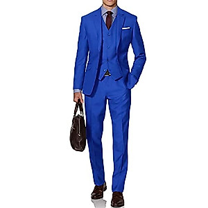 Men's Suit Slim Fit 3 Piece Suit Set Royal Blue Suits for Men Prom Wedding Groomen Suit Blazer Jacket Pants Set Business Tuxedo Men S