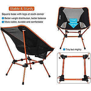 MARCHWAY Ultralight Folding Camping Chair, Heavy Duty Portable Compact for Outdoor Camp, Travel, Beach, Picnic, Festival, Hiking, Lightweight Backpacking (Orange)