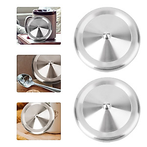 Cabilock 2Pcs Stainless Steel Water Coffee Tea Cup Lid Cover Mug Cap Cover for Kitchen Coffee Water 10cm