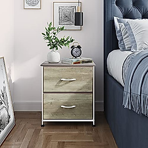 WLIVE Two 2-Drawer Nightstand and 5-Drawer Dresser Set, Fabric Dresser, Storage Organizer Unit with Fabric Bins for Closet, Living Room, Hallway, Nursery, College Dorm, Greige