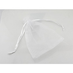 QIANHAILIZZ 50 Pack 12 x 16 Inch Drawstring Flower Bags Organza Jewelry Gift Pouch Candy Pouch Drawstring Wedding Favor Bags (White)