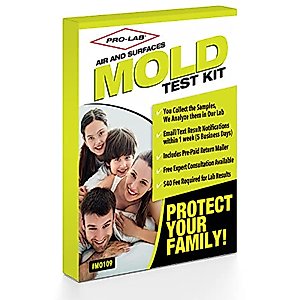 PRO-LAB DIY Mold Test Kit for Home Air Quality, Comprehensive Mold Detection with Expert Consultation, Pre-Paid Mailer, Detailed Emailed Report - Air & Surface Testing, 40 Lab Analysis Fee Required