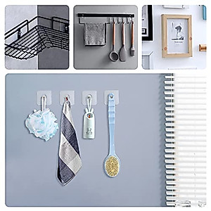 Nail Free Wall Hooks Screw Adhesive Hooks Heavy Duty Screw Free Sticker 14 PCS White Self Adhesive Hooks for Bathroom Kitchen