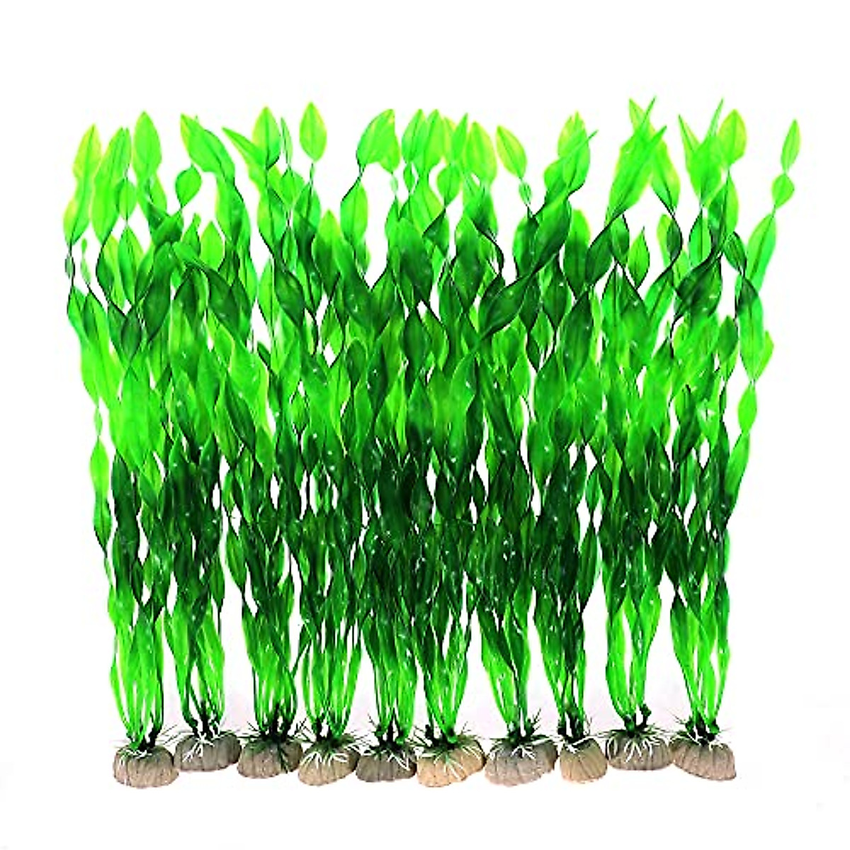 Aquarium Plastic Plants 10 Pcs, 12 Inch Large Artificial Plastic Plants for Fish Tank Decorations, Green