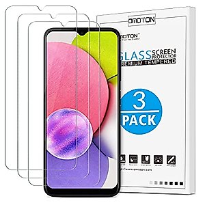 OMOTON [3 Pack] Screen Protector Compatible for Samsung Galaxy A03 / A03s / A03 Core, Bubble free, HD-Clear, Case Friendly, Tempered Glass Film for Galaxy （A03 & A03s & A03 Core）