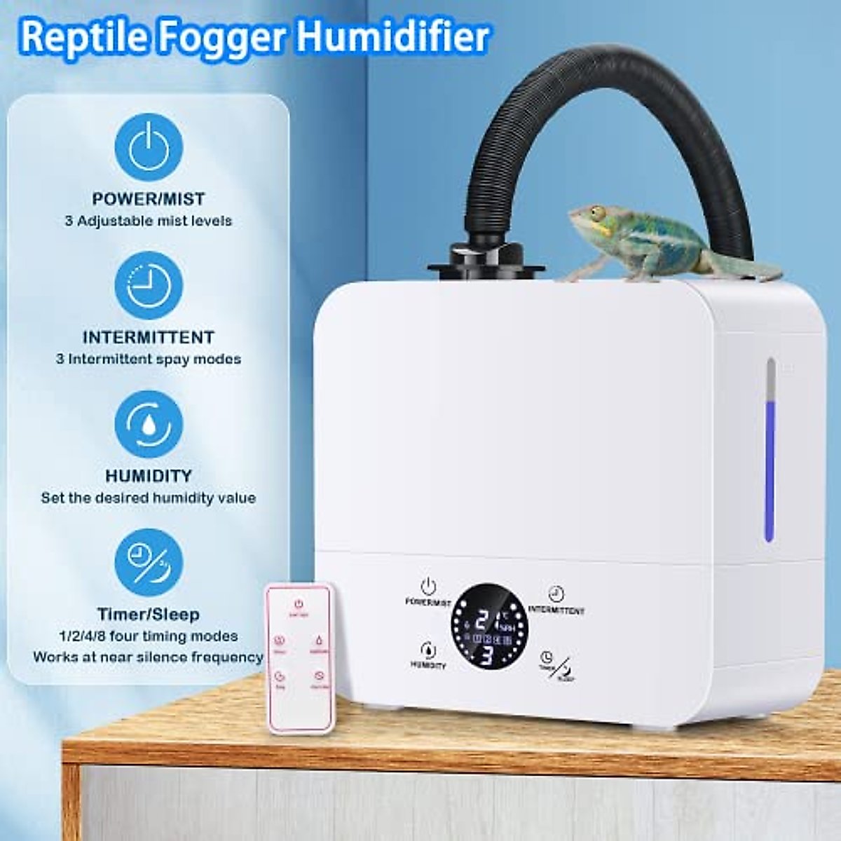 Reptile Humidifiers, Reptile Fogger for Terrariums, Smart Touch Screen Adjustable Fogger with Timer, Intelligent Constant Humidity Reptile Fogger for Reptiles/Amphibians