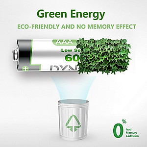 Dynpower NiMH AAA 600mAh Rechargeable Batteries 1.2V,Pre-Charged Triple A for Outdoor Solar Lights Garden Light and Household Devices, (Pack of 12)