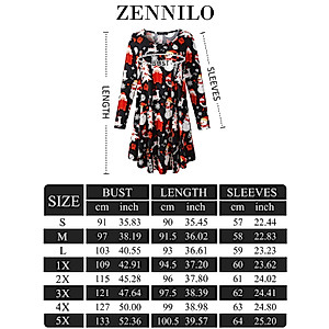 ZENNILO Women's Loose Fit Casual Swing Christmas T-Shirt Dress with Pockets(Flower47,2X)